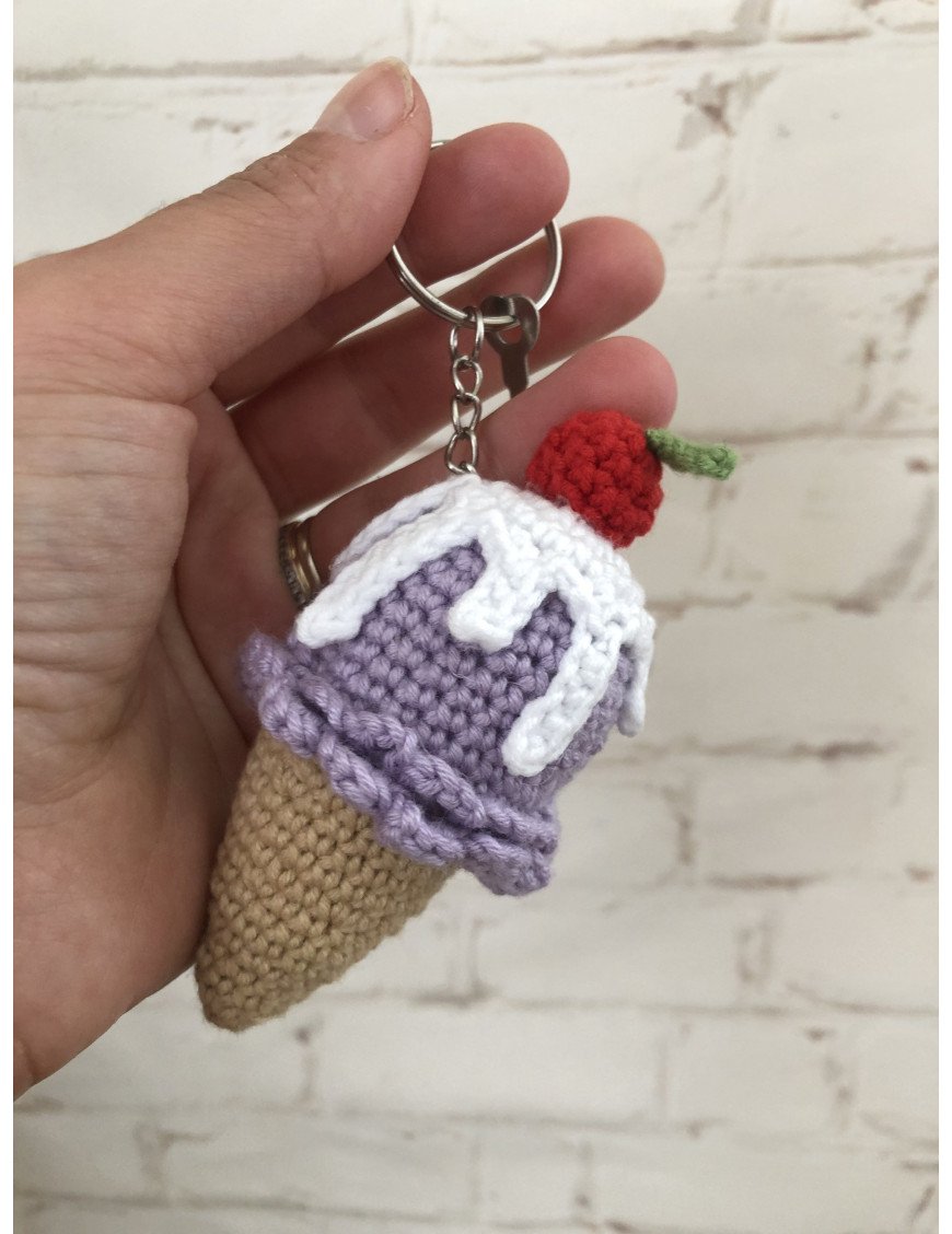 Crochet ice cream cone ,ice cream , handmade ice cream keychain ...